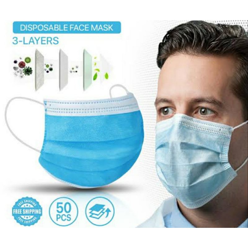 Jual disposable face mask (50pcs) | Shopee Indonesia