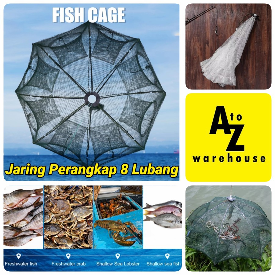 Jual Jaring Ikan 8 Lubang Perangkap Bubu Jala Udang Otomatis Fishing ...