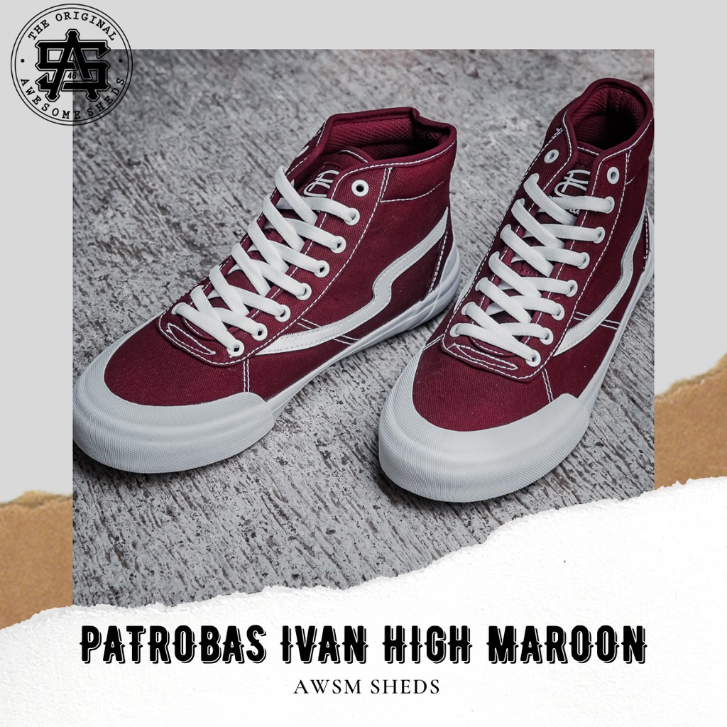 Jual Sepatu Patrobas Ivan High Maroon Sneakers Original | Shopee Indonesia