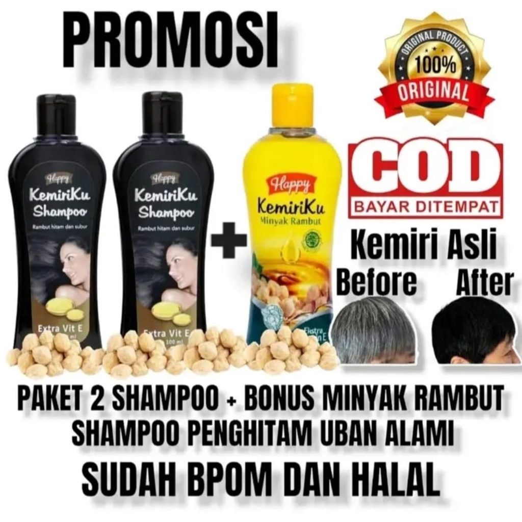 Jual Paket Happy Kemiriku Shampoo & Minyak Kemiri extrak kemiri murni ...