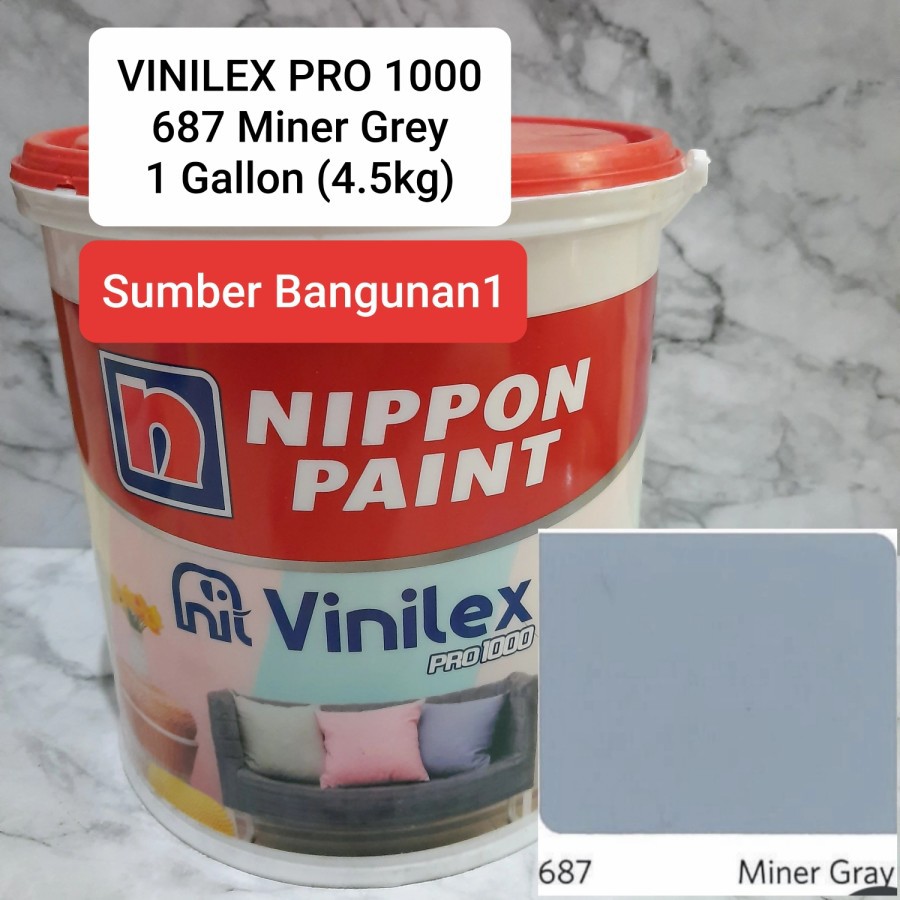 Jual Vinilex Pro 1000 687 Miner Grey [Untuk Instant/Same day]cat tembok ...