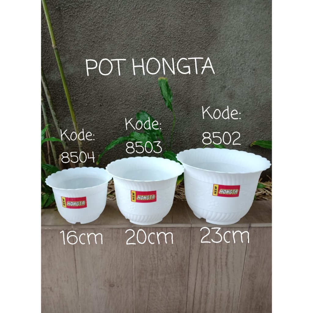 Jual HONGTA - Pot Bunga Plastik Original Super White Bulat (12 Pcs ...