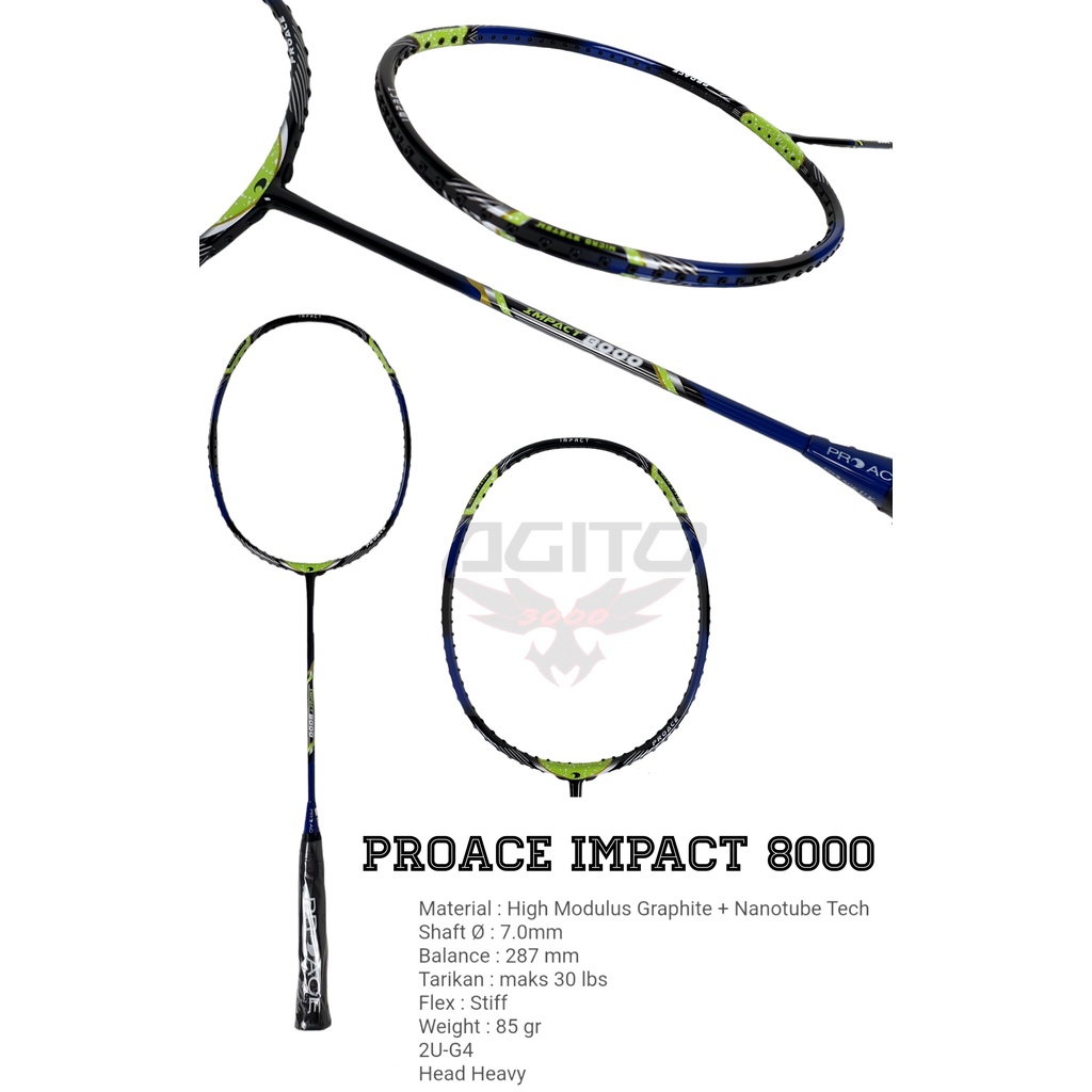 Jual Raket Badminton ProAce Impact 8000 ORI | Shopee Indonesia