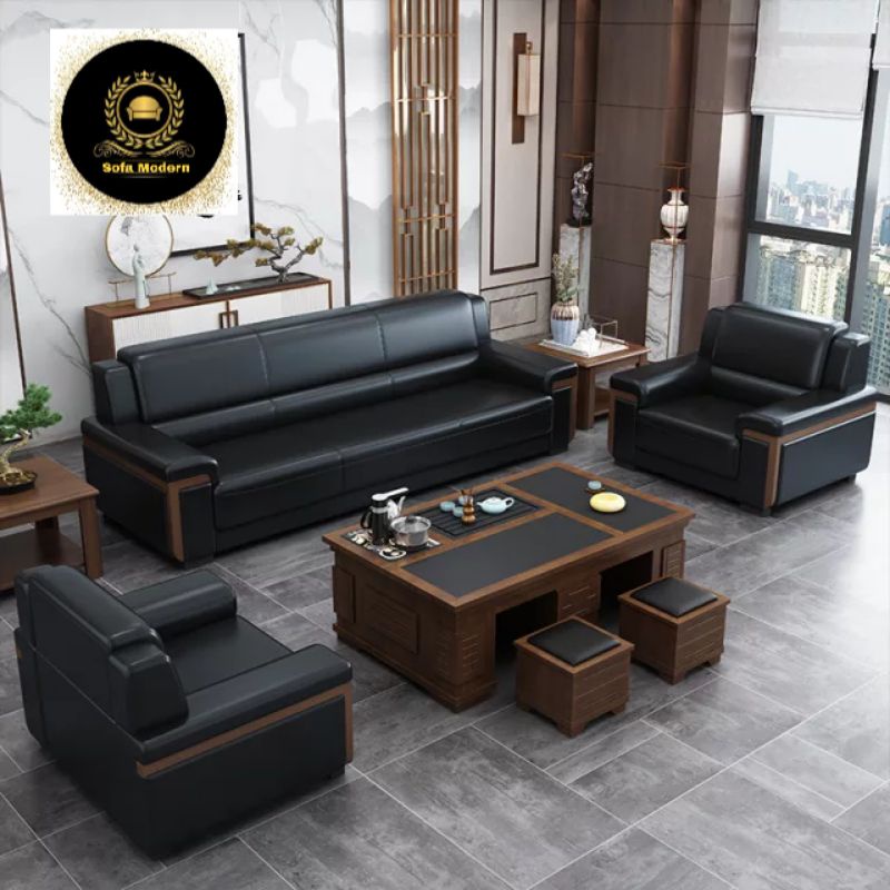 Jual Sofa Set Kulit 311 Furniture Minimalis Ruang Tamu Hitam Super ...
