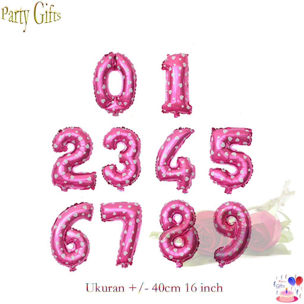 Jual Balon Foil Angka 16 Inch 40cm Warna Silver Gold Biru Pink | Shopee ...