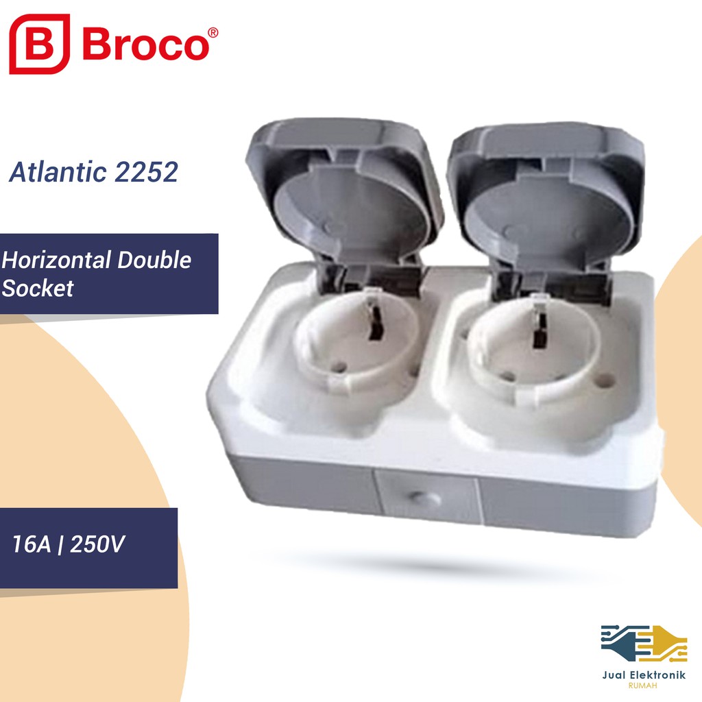 Jual Atlantic Double Socket Outlet Outdoor BROCO Stop Kontak Tutup 2252 ...