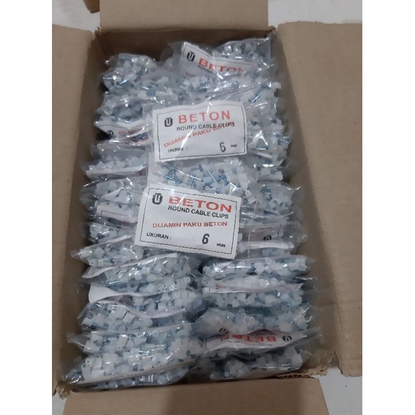 Jual Klem kabel BETON ukuran 6mm isi 100 bungkus/ DIJAMIN PAKU BETON ...