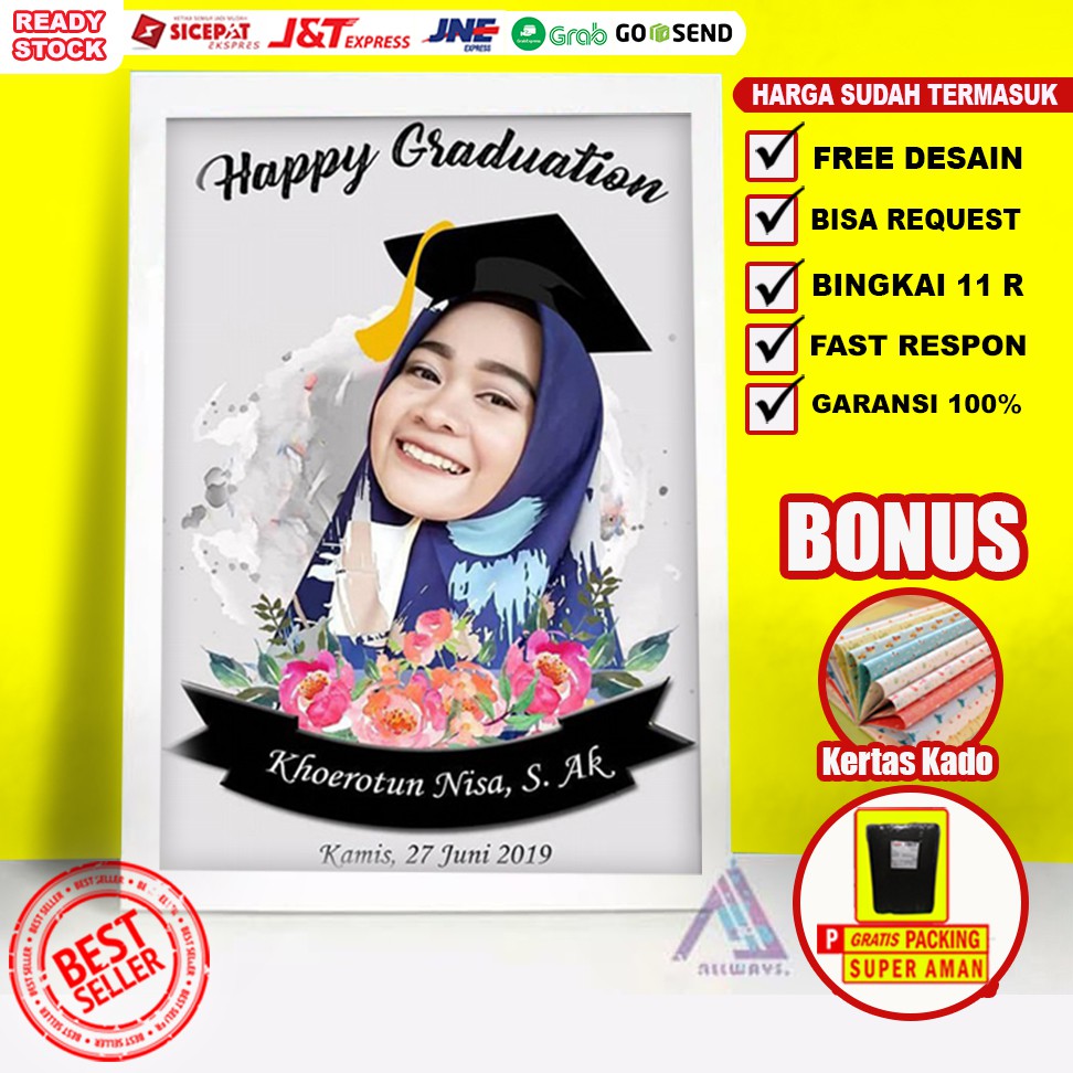 Jual (CETAK+BINGKAI) Kado Wisuda / Kado Wisuda Cowo / Kado Wisuda Cewe ...
