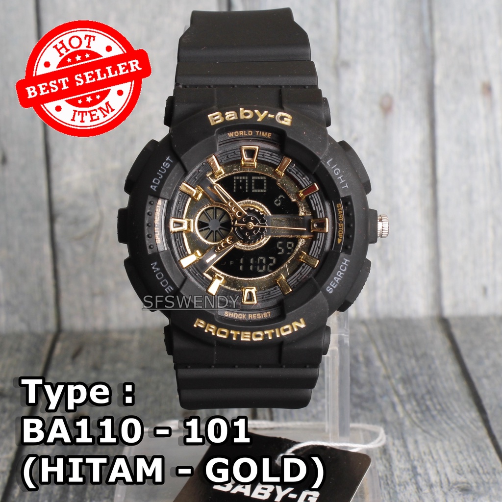Jual PRODUK TERLARIS !!! Baby-G BA-110 Hitam Gold Rosegold Jam tangan ...