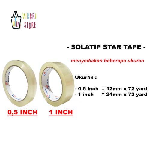 Jual SOLATIP/SELOTIP BENING MEREK STAR TAPE UK 0,5 dan 1 INCH | Shopee ...