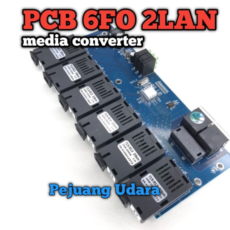 Jual PCB Media Converter 6 FO 2 LAN 100 Mbps Board Only Switch | Shopee ...