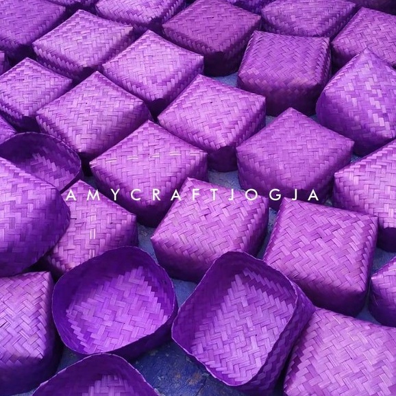 Jual SEPASANG Besek Anyaman Bambu Warna 25 x 25 x 8 cm/Pipithi/Bakul ...