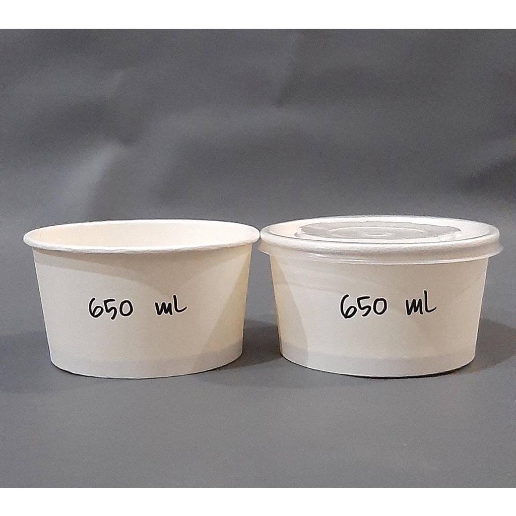 Jual Paper Bowl - Mangkuk Kertas 650 ML ( 22 OZ ) Mangkuk + Lid Tutup ...