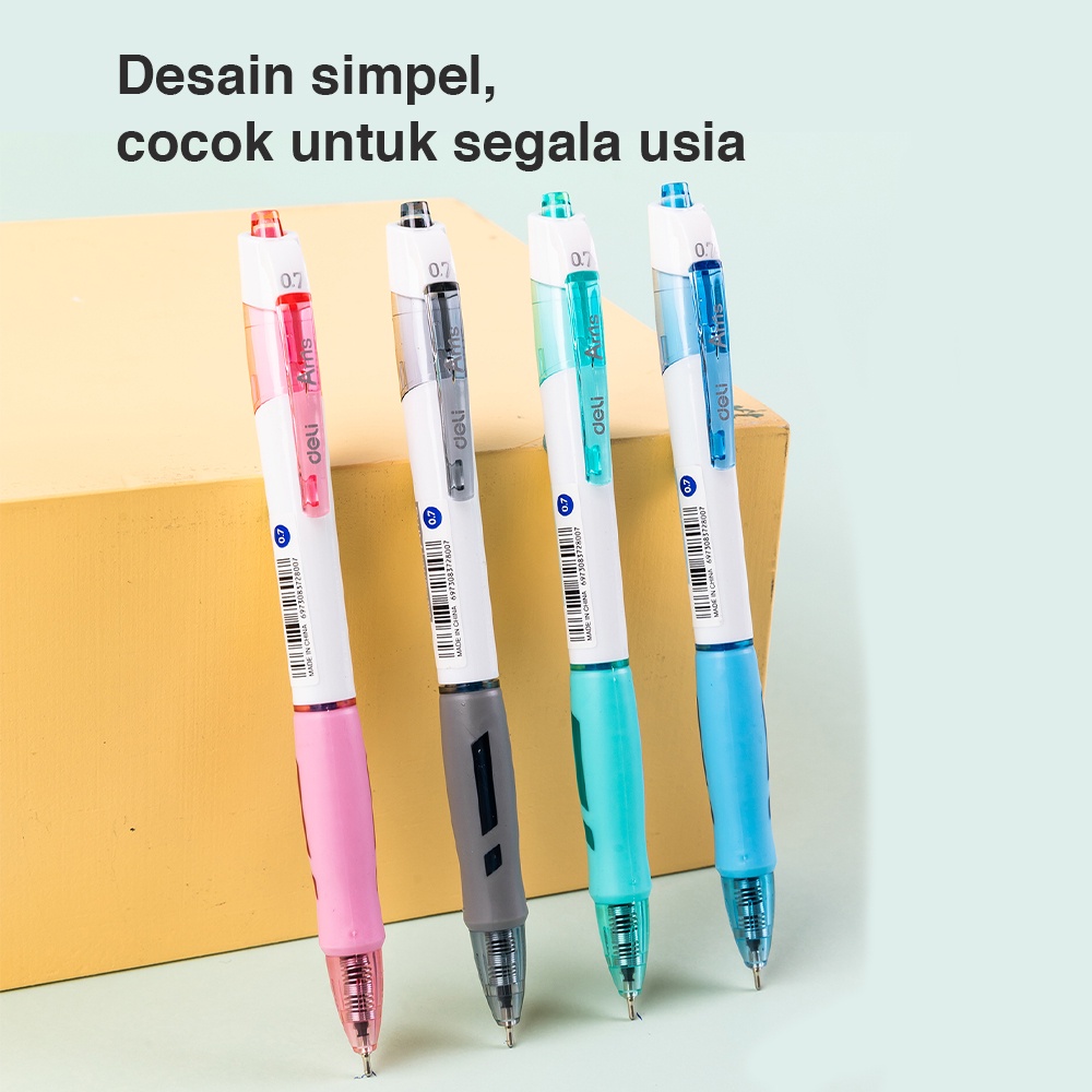 Jual Deli Retractable Ballpoint Pulpen Cetek Tip 0.7 mm Tinta Biru EQ18 ...