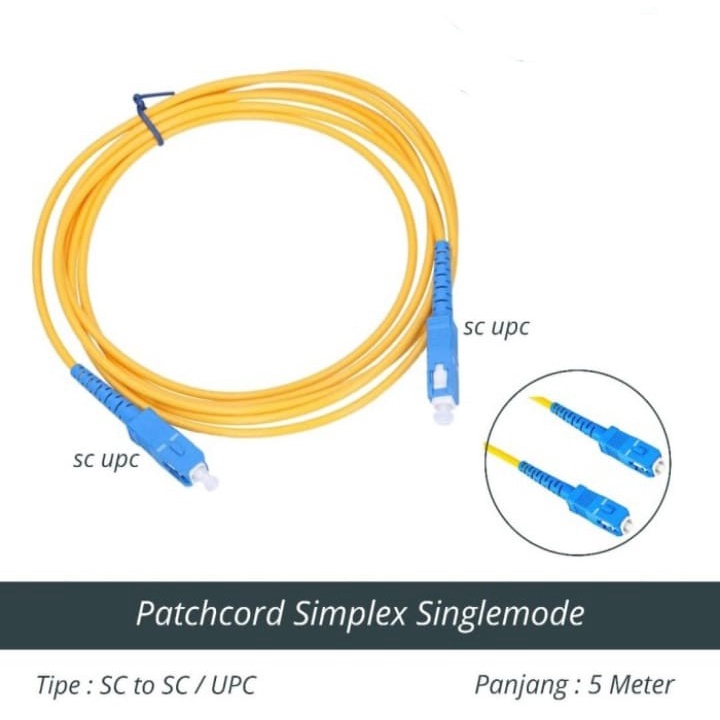 Jual Kabel FO Patch Cord SC UPC Single Mode Simplex Fiber Optik 5m | Shopee Indonesia