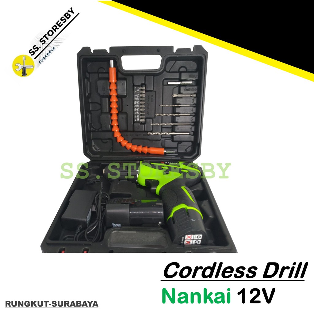 Jual NANKAI MESIN BOR CORDLESS DRILL 12V 10MM OBENG BOR ELEKTRIK BOR ...