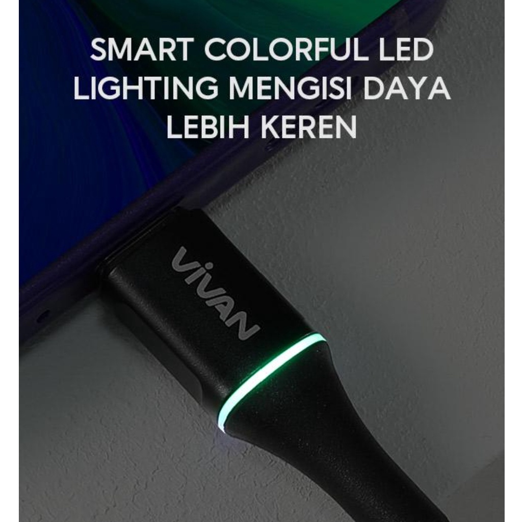 Jual ORIGINAL VIVAN Kabel Quick Fast Cas Casan Charger Type C Micro iPhone USB 3A LED Light ...