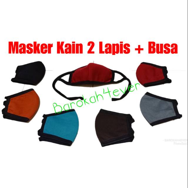 Jual Masker Kain 2 Lapis + Busa (tali hijab sesuai pic) | Shopee Indonesia