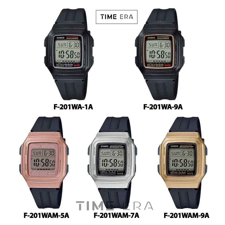 Jual Casio Original F-201WA-1A 9A / F-201WAM-5A 7A 9A Jam Tangan Pria Digital Karet Resin Band ...