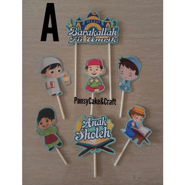 Jual Cake topper / cupcake topper Santri / Islamic Boy + banner ...
