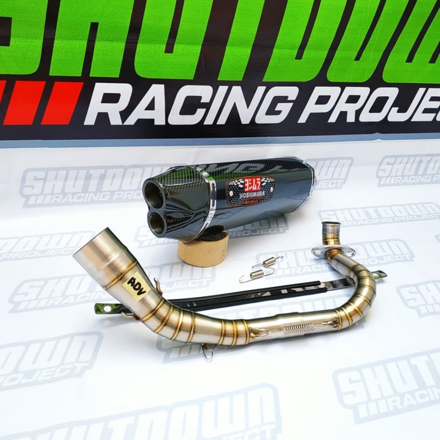 Jual Knalpot YOSHIMURA R77 Carbon Double HONDA ADV 150 Full Stainless ...