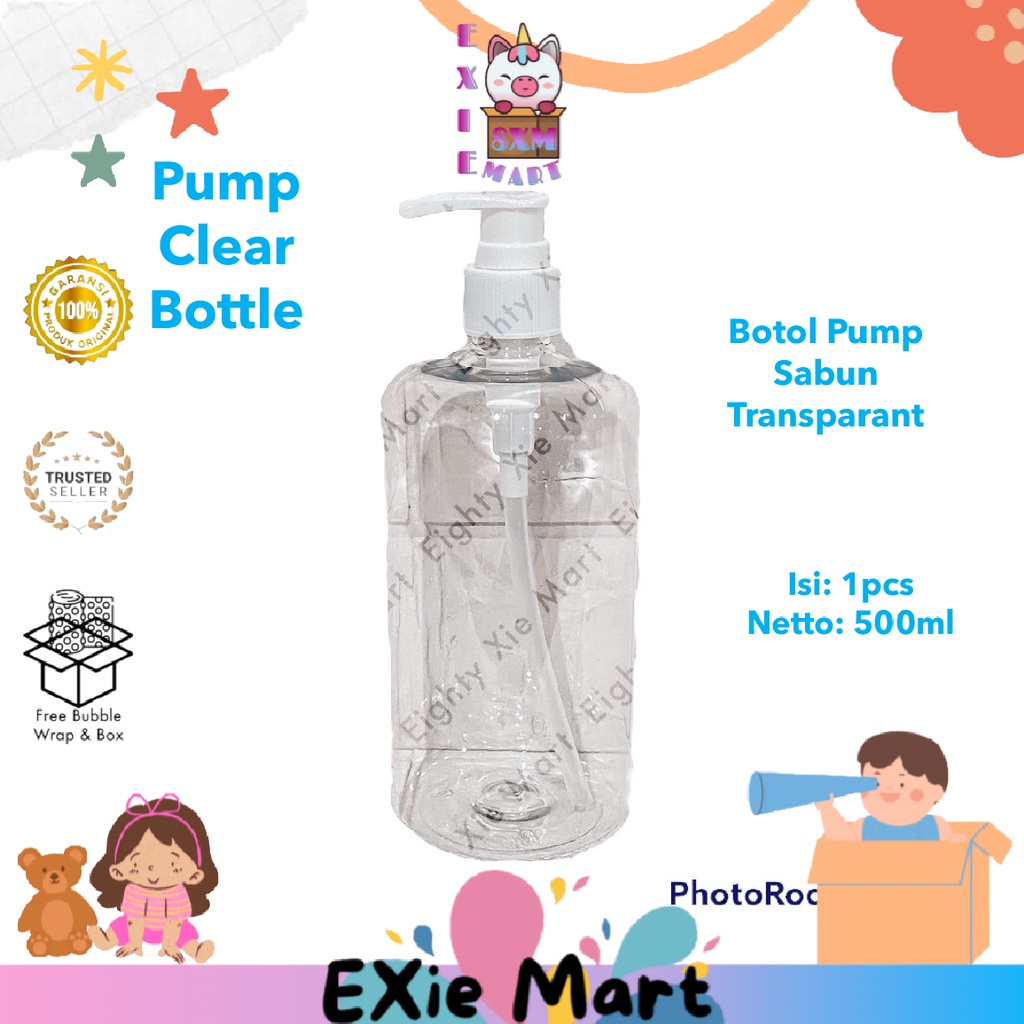Jual BOTOL PUMP KOSONG SABUN TRANSPARANT 500ML / CLEAR PUMP BOTTLE ...