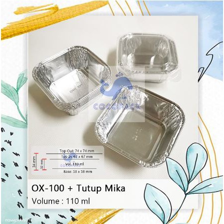 Jual Aluminium Foil Cup Square / Persegi / Bujur Sangkar / OX-100 + Tutup Mika (10pcs) | Shopee ...