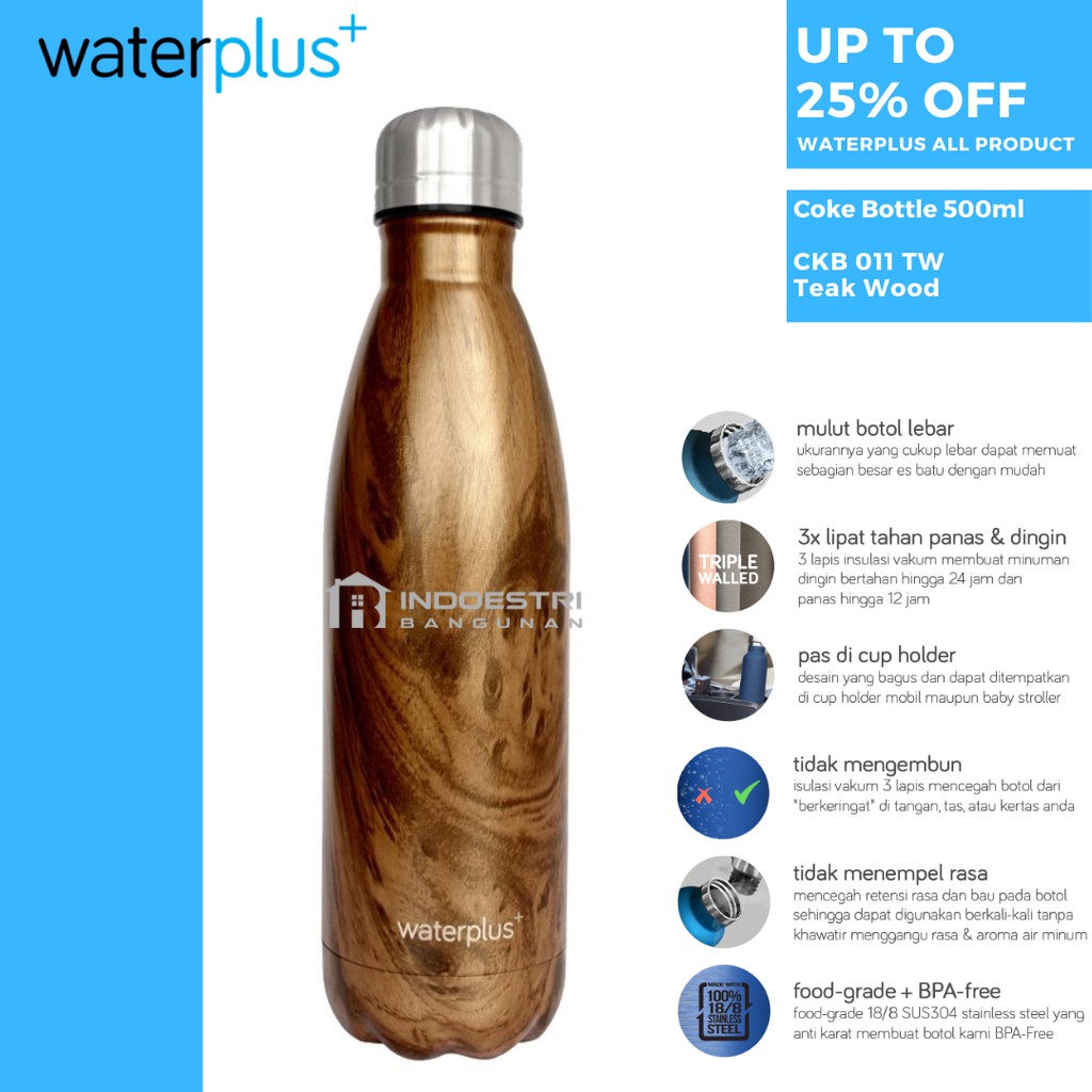 Jual Botol Minum Stainless Steel 304 / Waterplus CKB 011 TW (Food Grade) | Shopee Indonesia