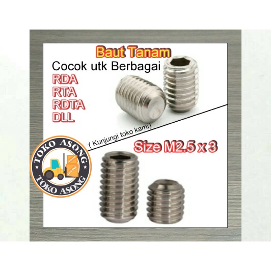 Jual Baut Tanam ss L M2.5 x 3 Hex socket set screw headless rda rta ...