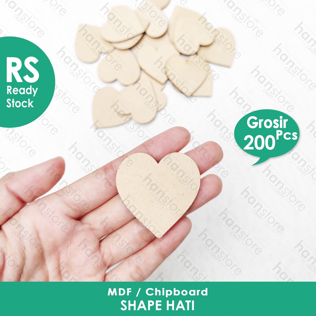 Jual RS GROSIR 200 pcs 4 cm Kayu bentuk Hati / Kotak / Bulat / Bundar ...