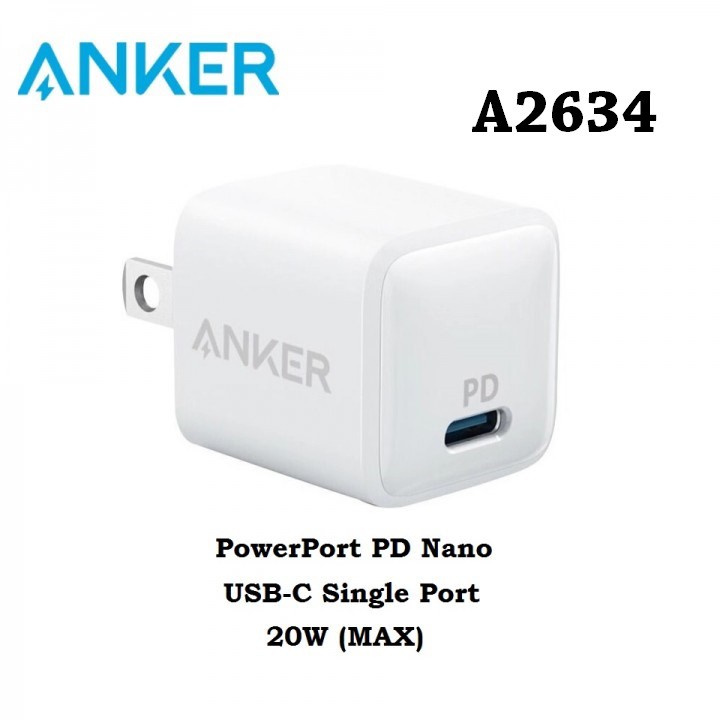 Jual ANKER A2634 PowerPort PD Nano 20W MAX Fast Charging USB-C Port | Shopee Indonesia
