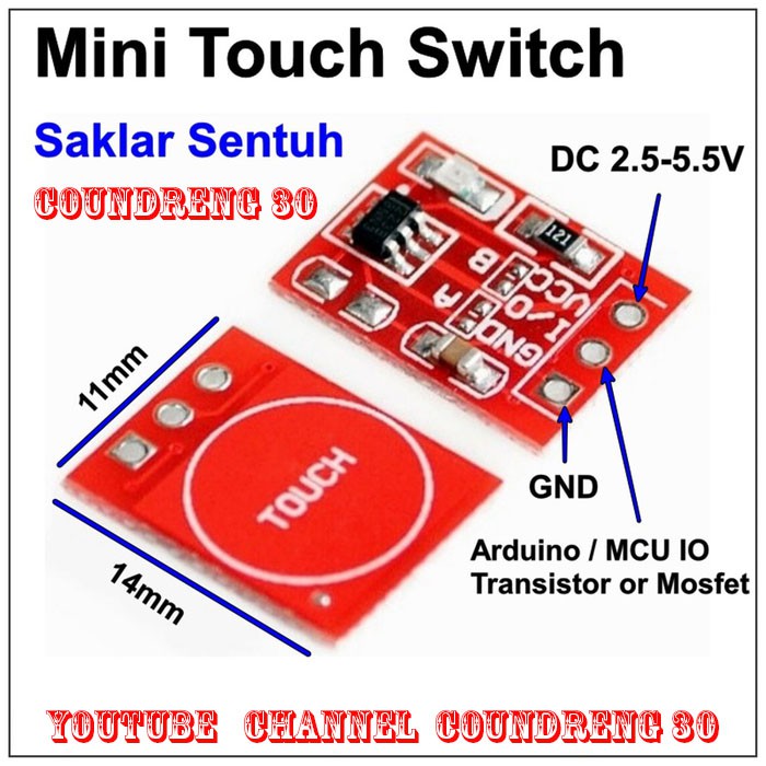 Jual TTP223 Mini Switch Touch Sensor Saklar Sentuh Module Capacitiv ...