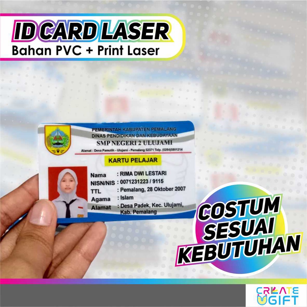 Jual CETAK ID CARD/ NAME TAG CUSTOM PRINT LASER BAHAN PVC | Shopee Indonesia