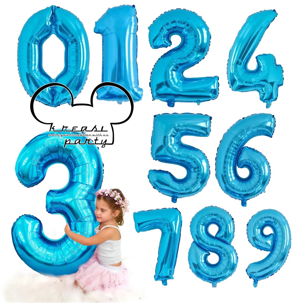 Jual Balon Angka Biru 80cm / Balon Angka Jumbo / Balon Foil Angka Jumbo ...