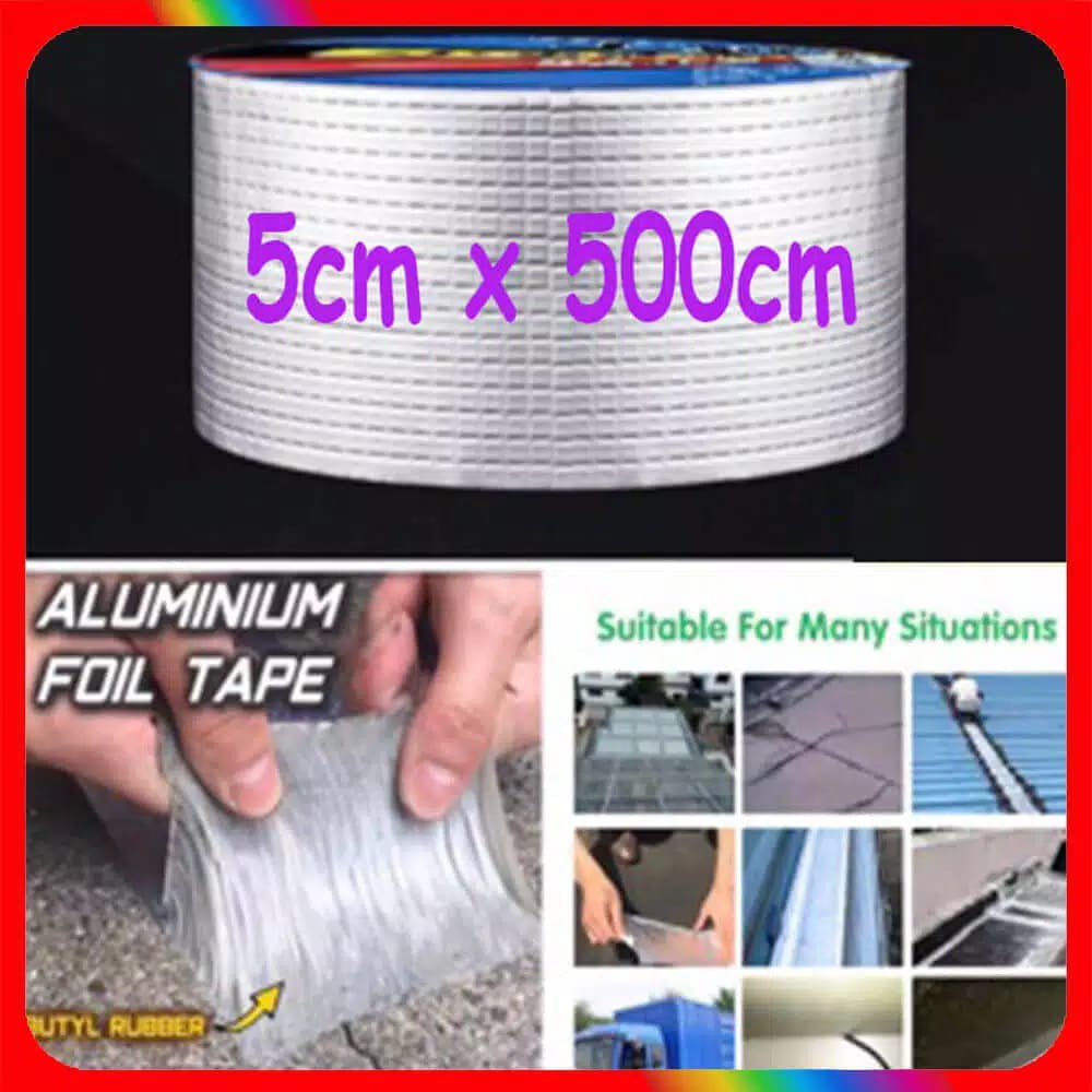 Jual (QM) Lakban Anti Bocor 3M 5M Lem Anti Air Alumunium Foil Butyl Super Waterproof Tape Tambal ...