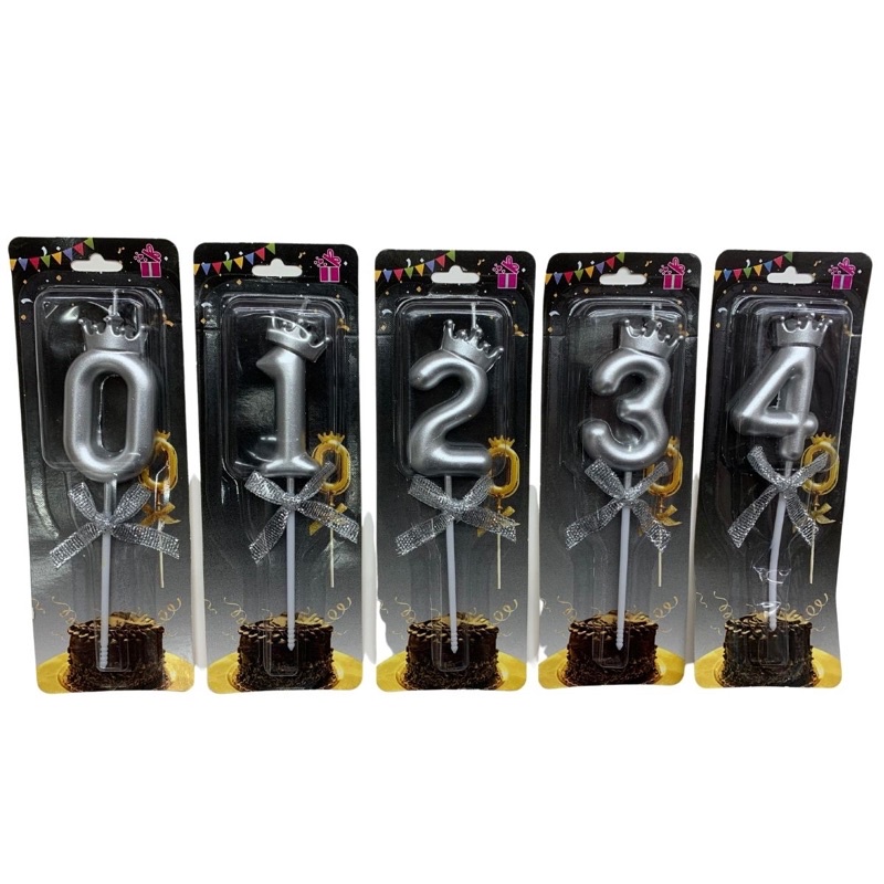 Jual Gold Crown Number Candle / Silver Candle / Birthday Cake Topper ...