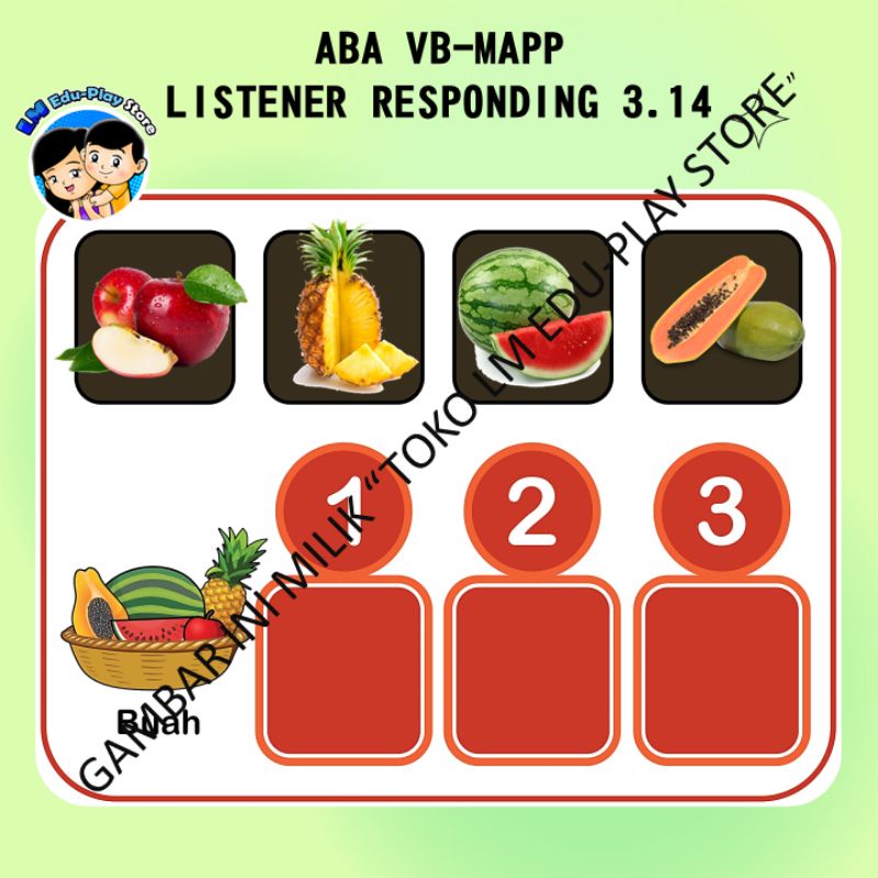 Jual Kartu Belajar ABA VB-MAPP Listener Responding Level 3 (14 ...