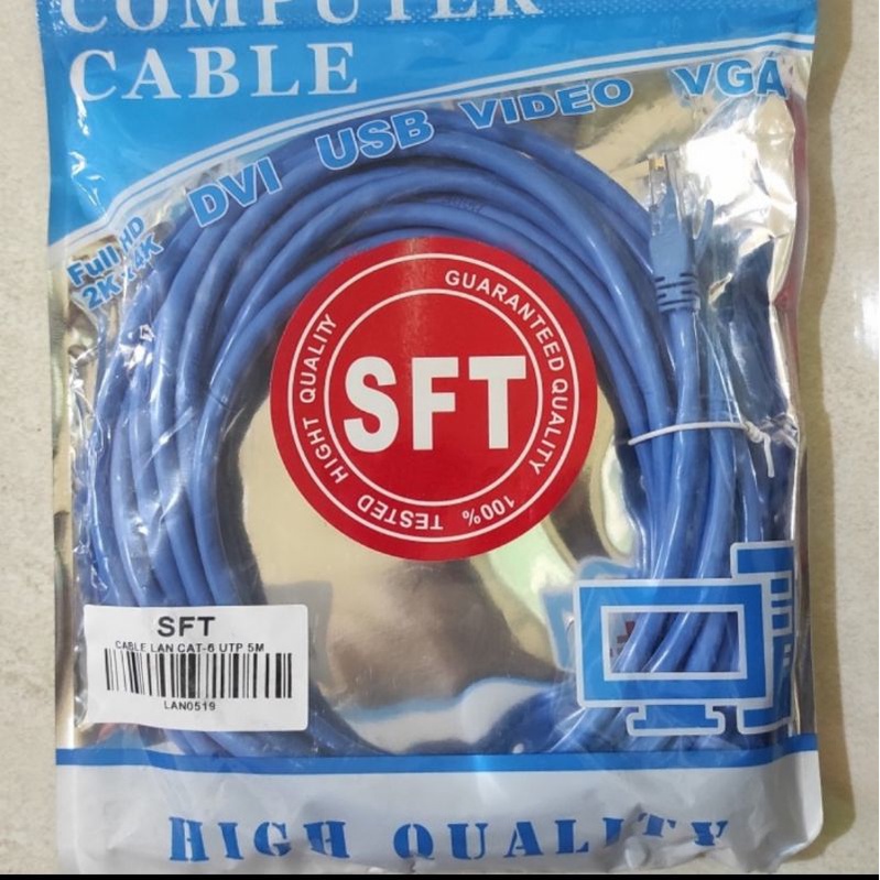 Jual Kabel LAN UTP 5M RJ45 Cat 6 5 meter Terpasang Cable Konektor Cat6 ...