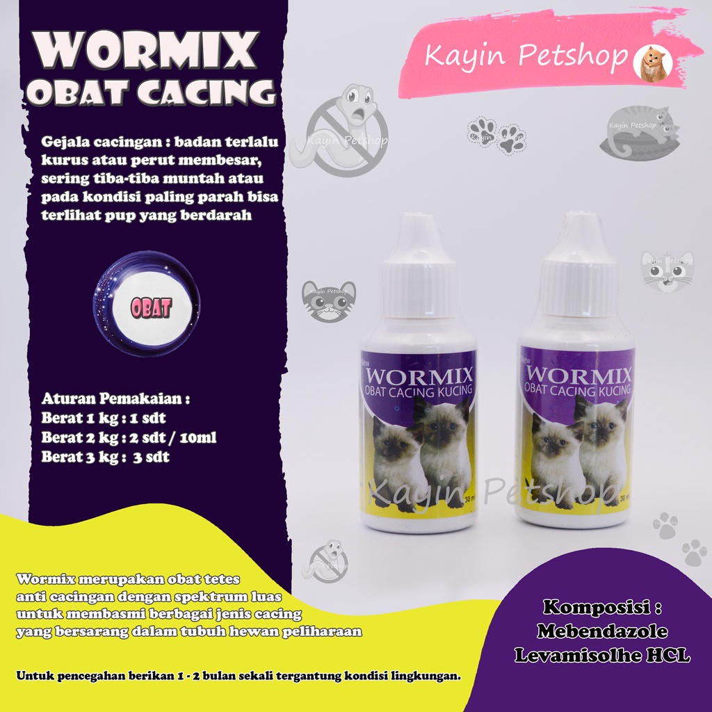 Jual WORMIX 30ml - Obat Cacing Kucing - Spektrum Luas Ampuh Aman ...