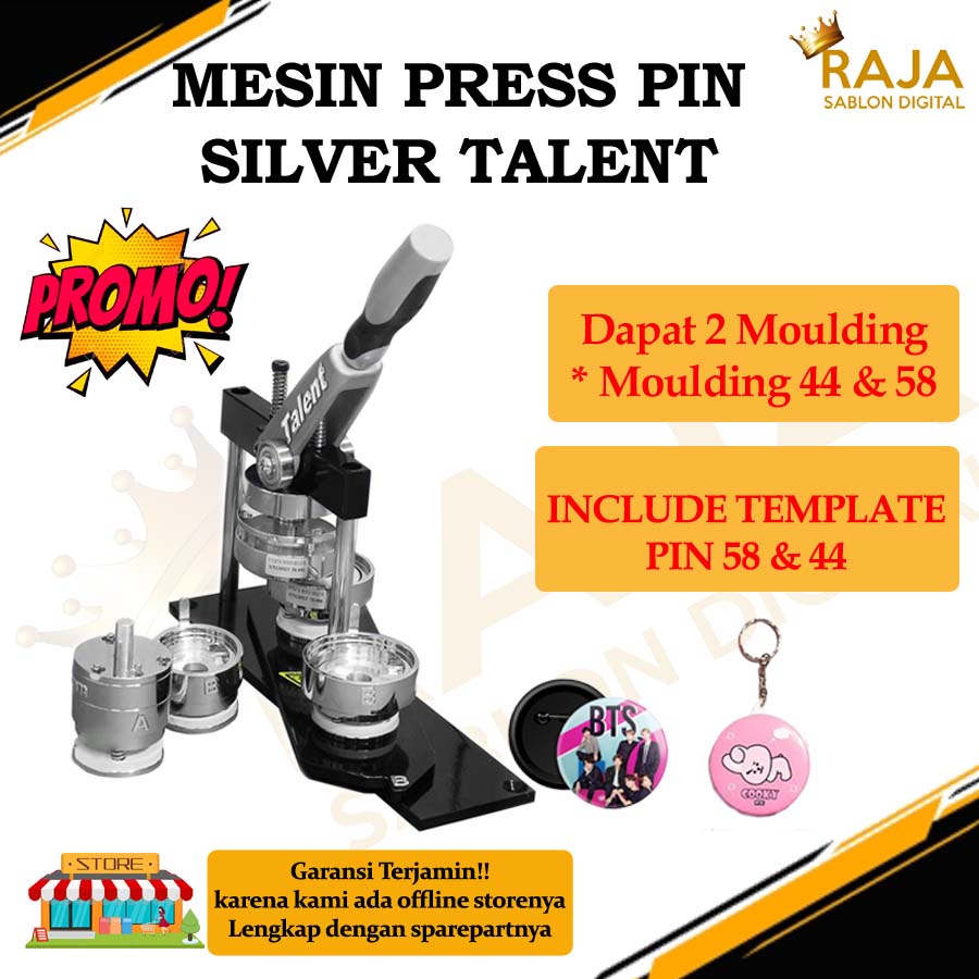 Jual Mesin Press Pin Silver Talent 2 MOULDING (Moulding 44mm & 58mm ...