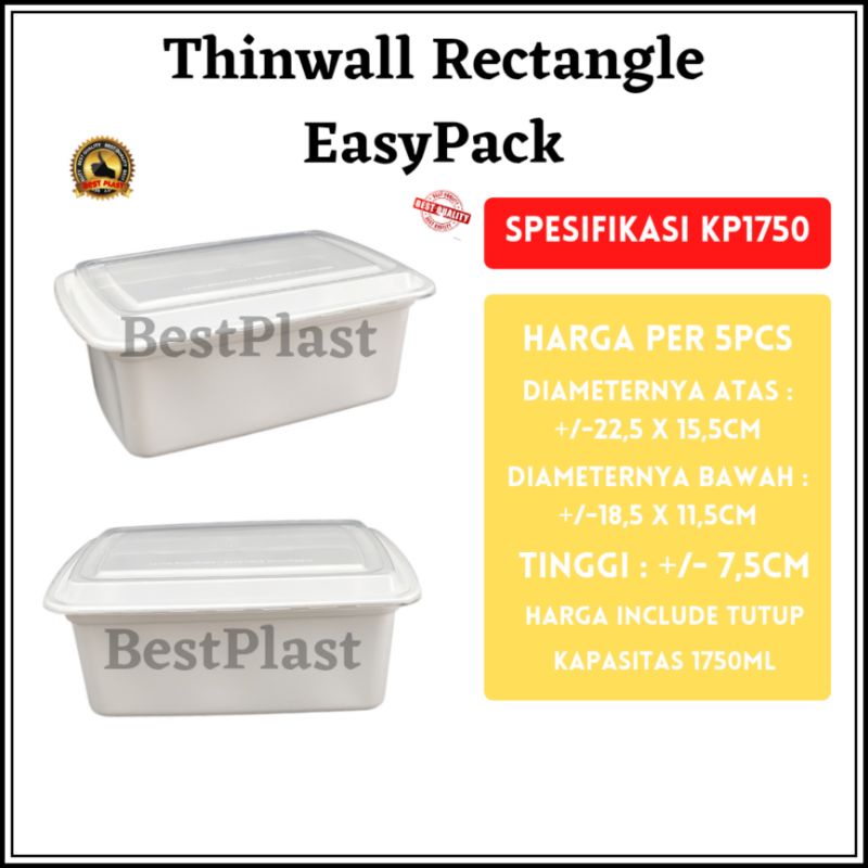 Jual Thinwall easy pack 1750ml rectangle/kotak 1750ml/easy pack 1750ml | Shopee Indonesia