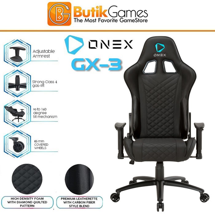 Jual ONEX GX3 Gaming Chair Kursi Gaming Youtubers Hitam Black | Shopee ...