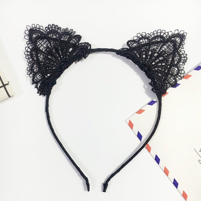Jual Bando kucing renda neko mimi nekomimi hitam headband cat lace ...