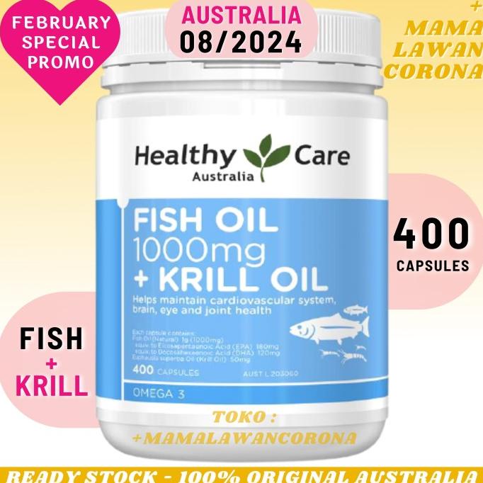 Jual HEALTHY CARE Fish Oil 1000mg + Krill Oil - 400 Capsules AUSTRALIA ...