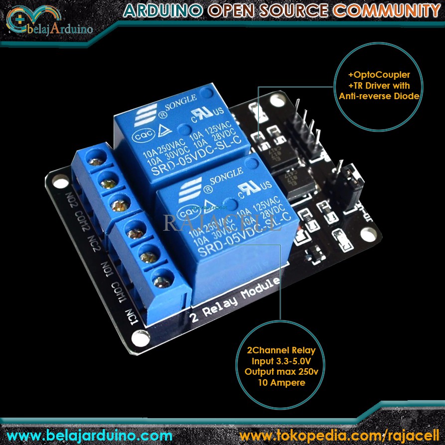 Jual Relay Module 2 Channel 5V for Arduino ( Best Quality ) | Shopee ...