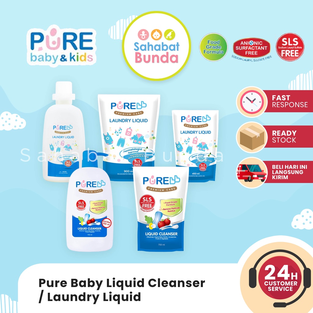 Jual PURE BABY Liquid Cleanser / Laundry Reffil 700ml Bottle 850ml Pure ...