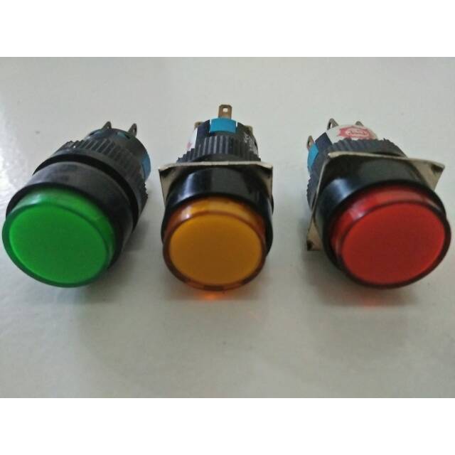 Jual Push Button LED Lamp 16mm 24V/220V (2NO 2NC) FORT Model Bulat ...