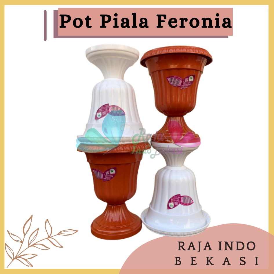 Jual Pot Piala Green Leaf Feronia 6152 Putih Merah Bata Terracota Merah ...