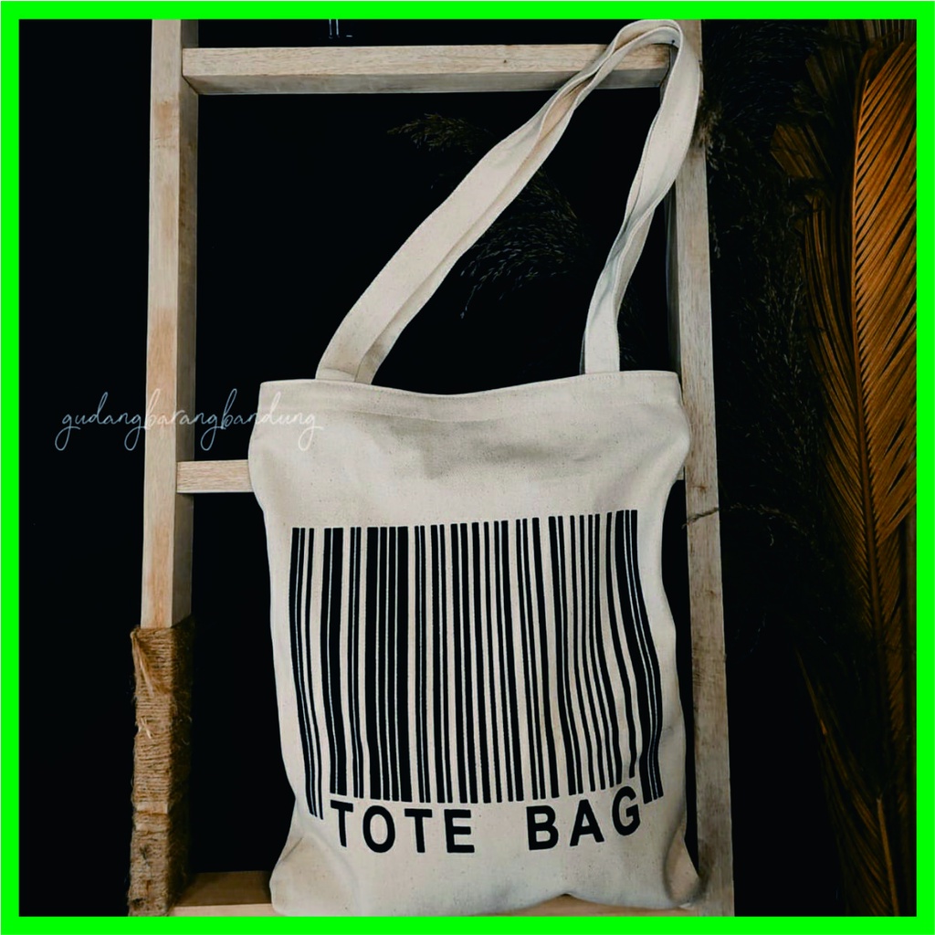 Jual Totebag Barcode Tote Bag Kanvas Wanita dan Pria untuk Kuliah ...