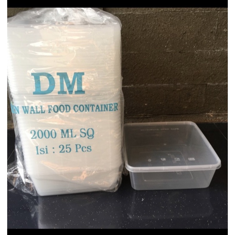 Jual Thinwall Square Merk DM 2000ml / Kotak Makan 2000 ml ( 1pak isi 25 ...